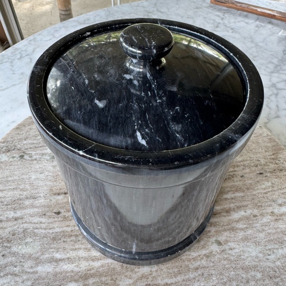 Accents | Midcentury Black Marble Ice Bucket With Lid | Poshmark